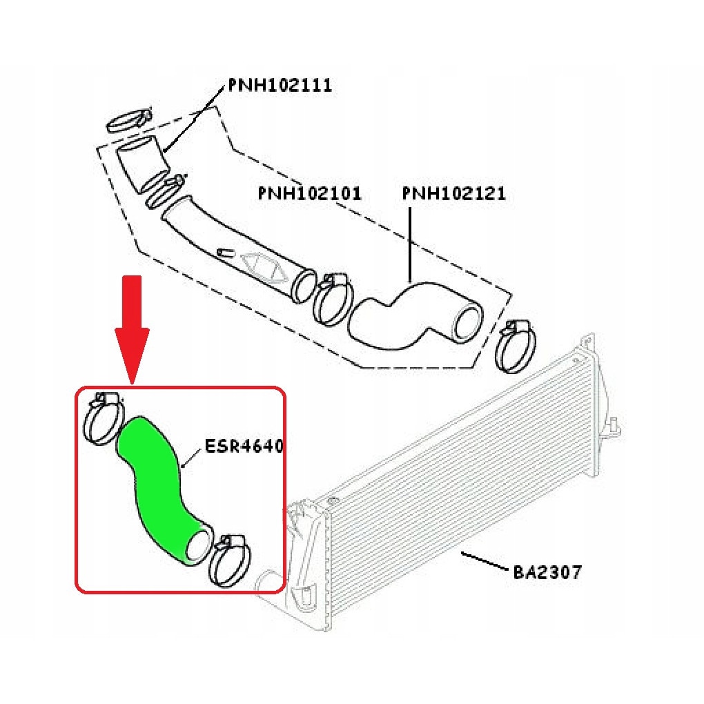 Furtun aer intercooler, Turborury, Land Rover Discovery II 2.5 Td5 ...