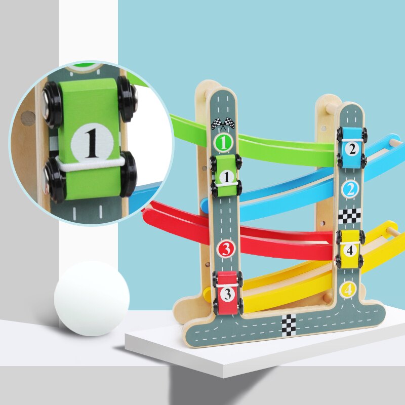Pista de raliu cu 3 masinute, lemn - eMAG.ro