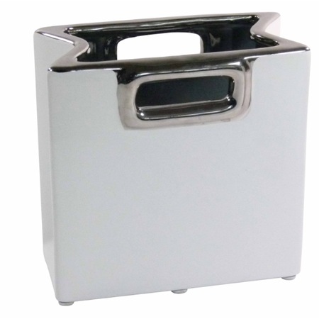 Vaza decorativa in forma de geanta, Ceramica, 15x15 cm, Argintiu - eMAG.ro