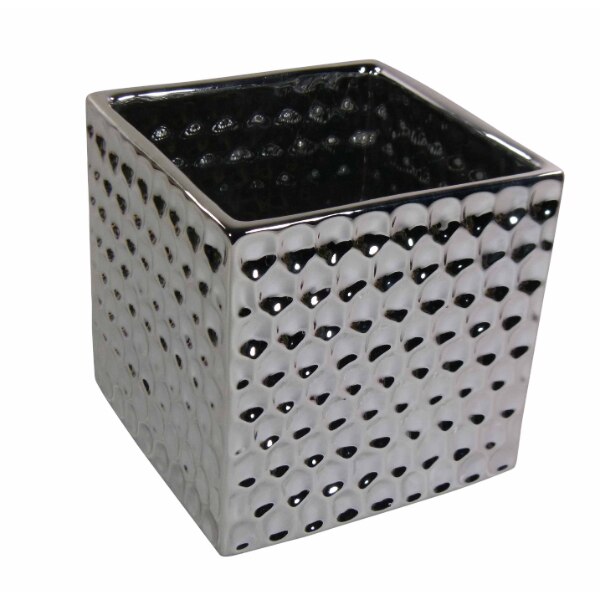 Vaza patrata, Ceramica, 17.5 cm, Argintiu - eMAG.ro