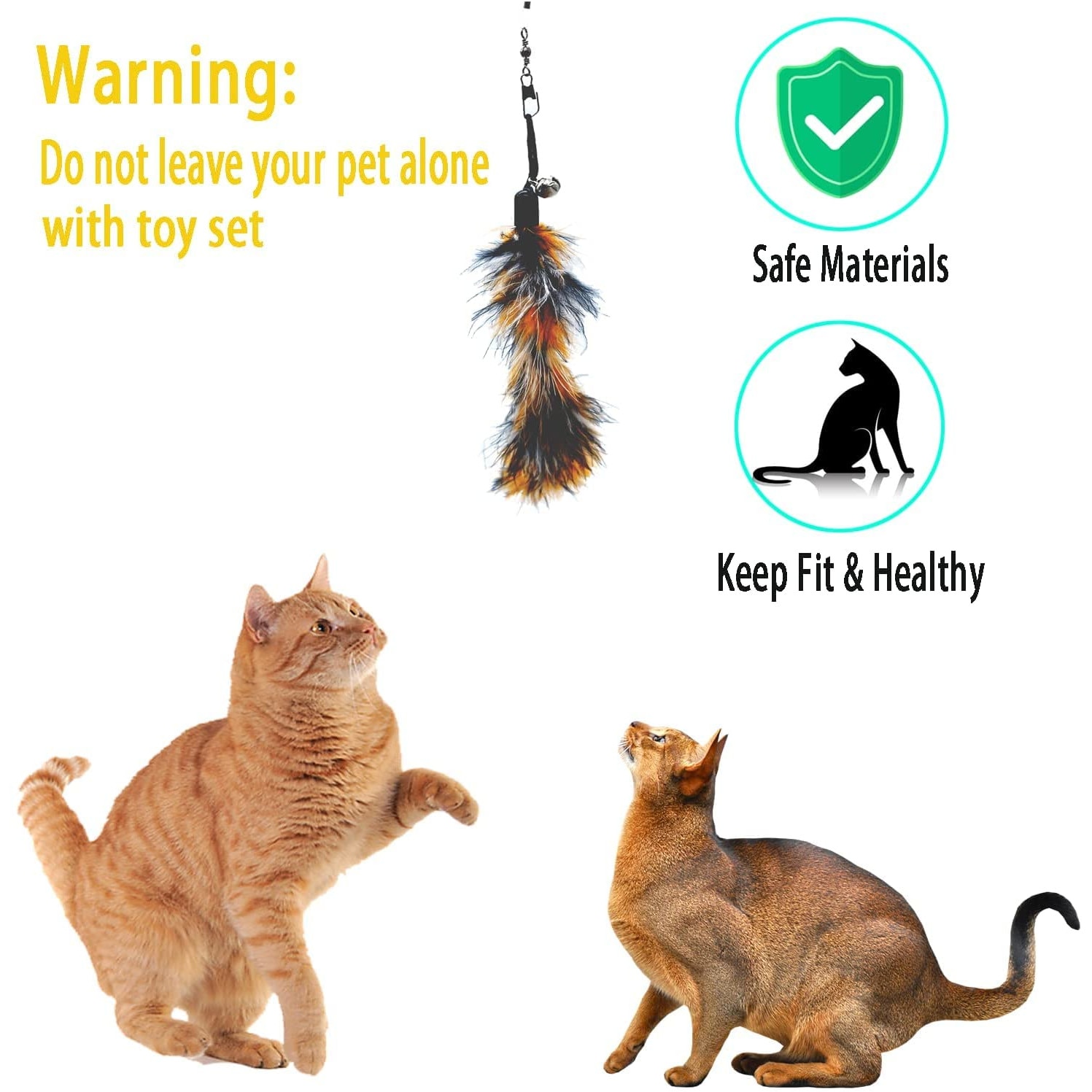 Set 11 jucarii interactive pentru pisici, Pene, Multicolor - eMAG.ro