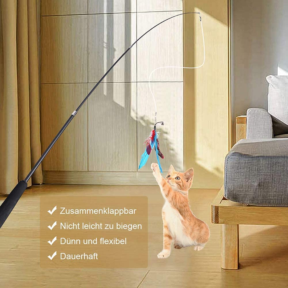 Set 11 jucarii interactive pentru pisici, Pene, Multicolor - eMAG.ro