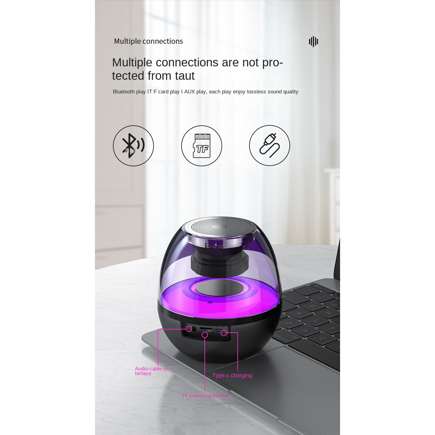 Boxa portabila mini, Bluetooth 5.0, Extra Bass, Sunet puternic 360°, HD ...