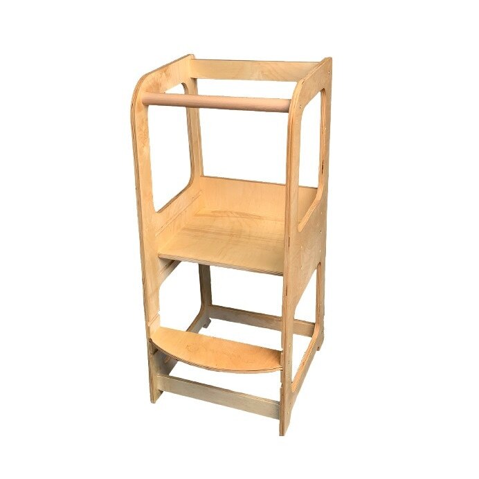 Turn de invatare ajustabil Learning Tower, tip Montessori, Lemn natural ...
