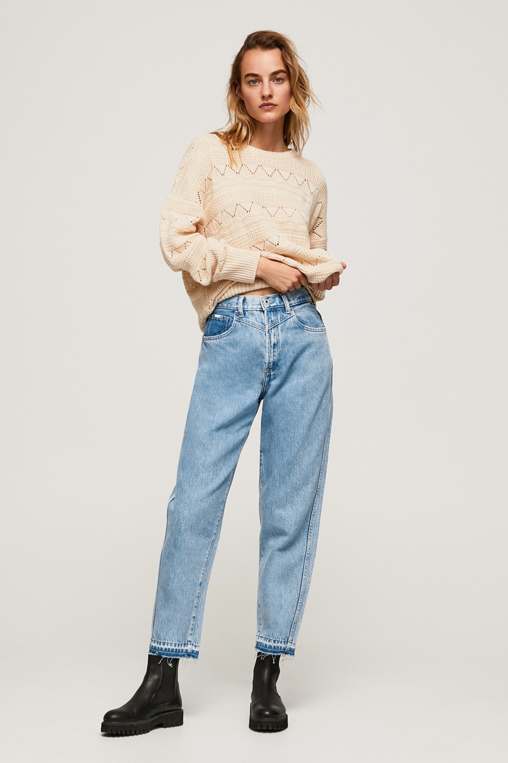 Pepe Jeans London, Дънки Rachel с висока талия, Пастелносин, 29 - eMAG.bg