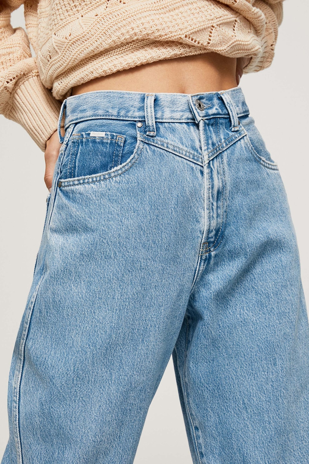 Pepe Jeans London, Дънки Rachel с висока талия, Пастелносин, 29 - eMAG.bg