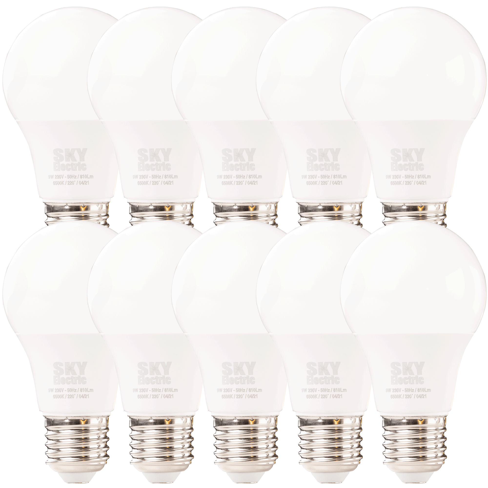 Set 10 becuri LED SkyElectric, A60, 9W, E27, lumina rece - eMAG.ro