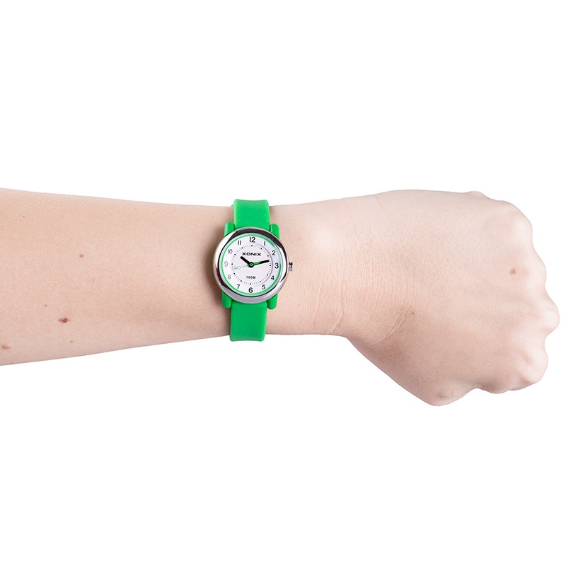 Ceas copii Xonix, AAA-004, Argint/Verde, analog, antialergic, WR 100 m ...