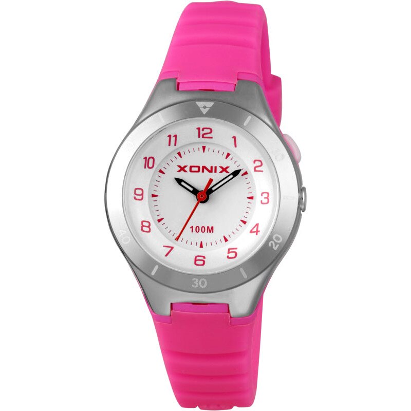 Ceas copii Xonix, AAN-003, Argint/Roz, analog, iluminat de fundal ...