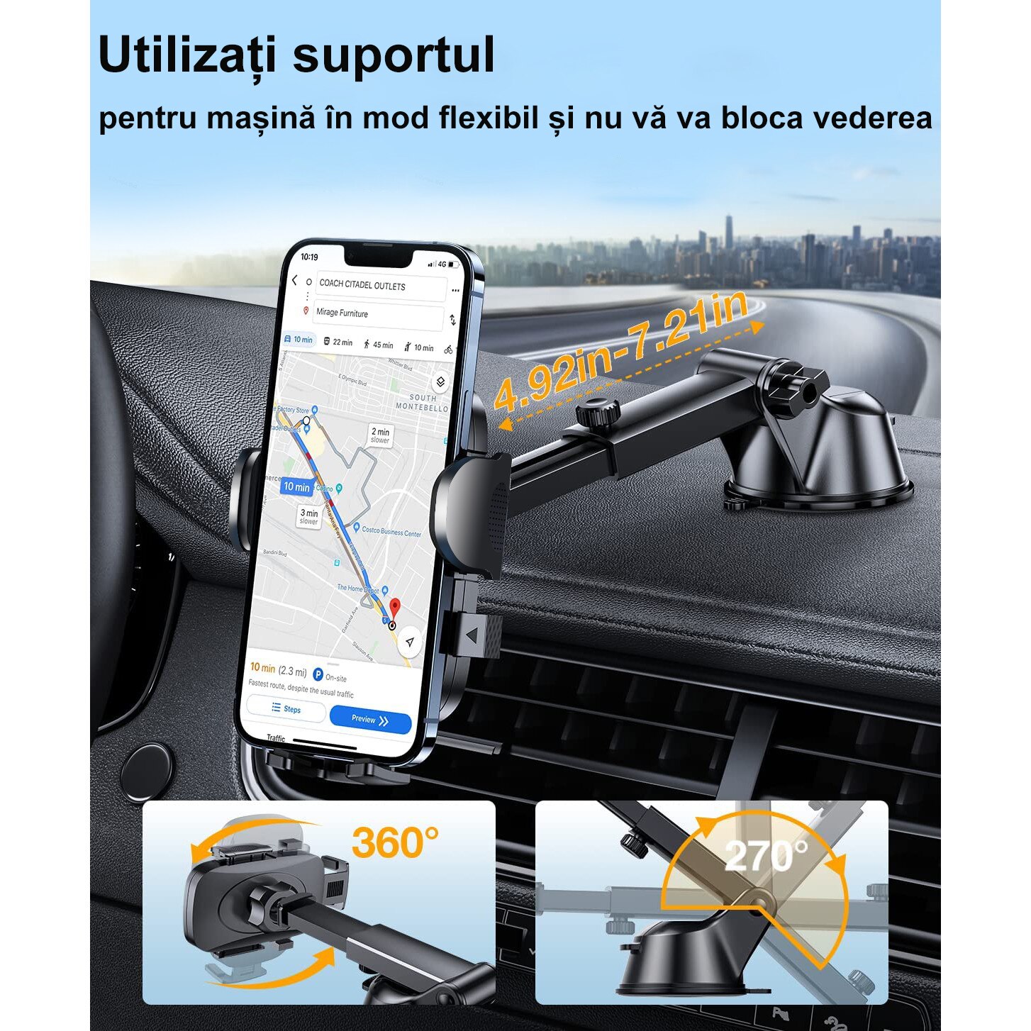 Suport Telefon Mobil pentru Masina, SDLOGAL, ABS/ Policarbonat ...