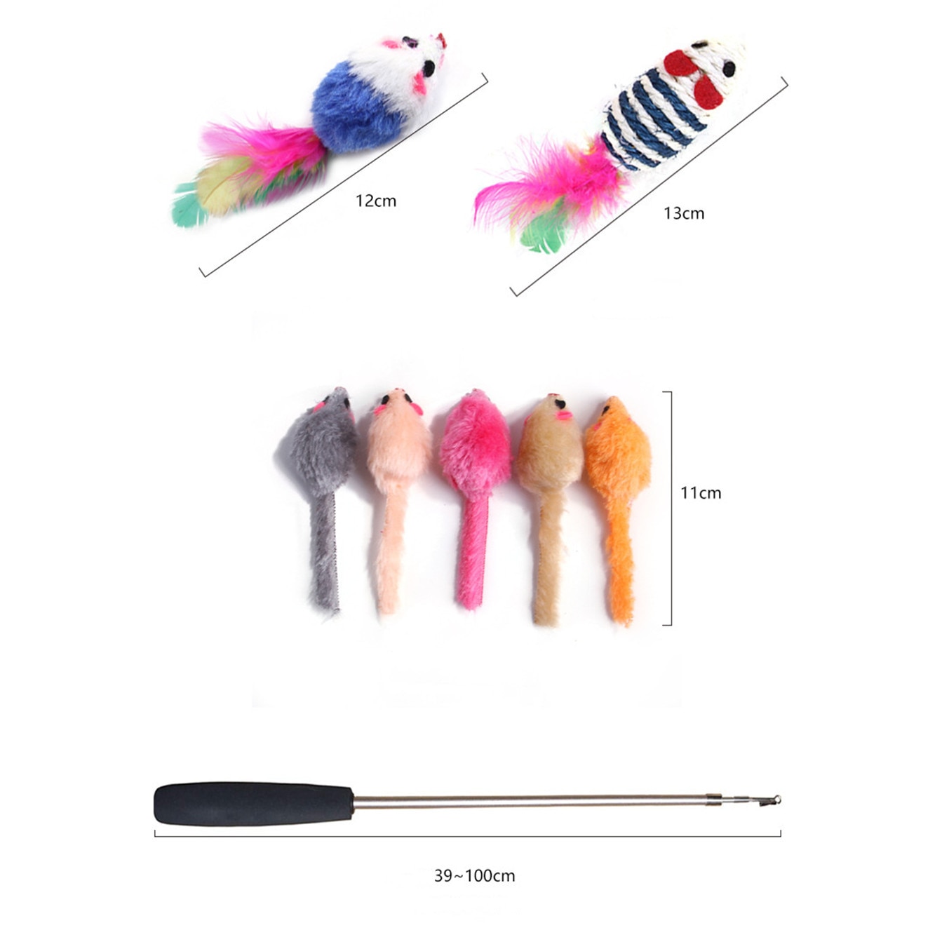 Set 15 jucarii interactive pentru pisici Mbooulc, Textil, Multicolor ...