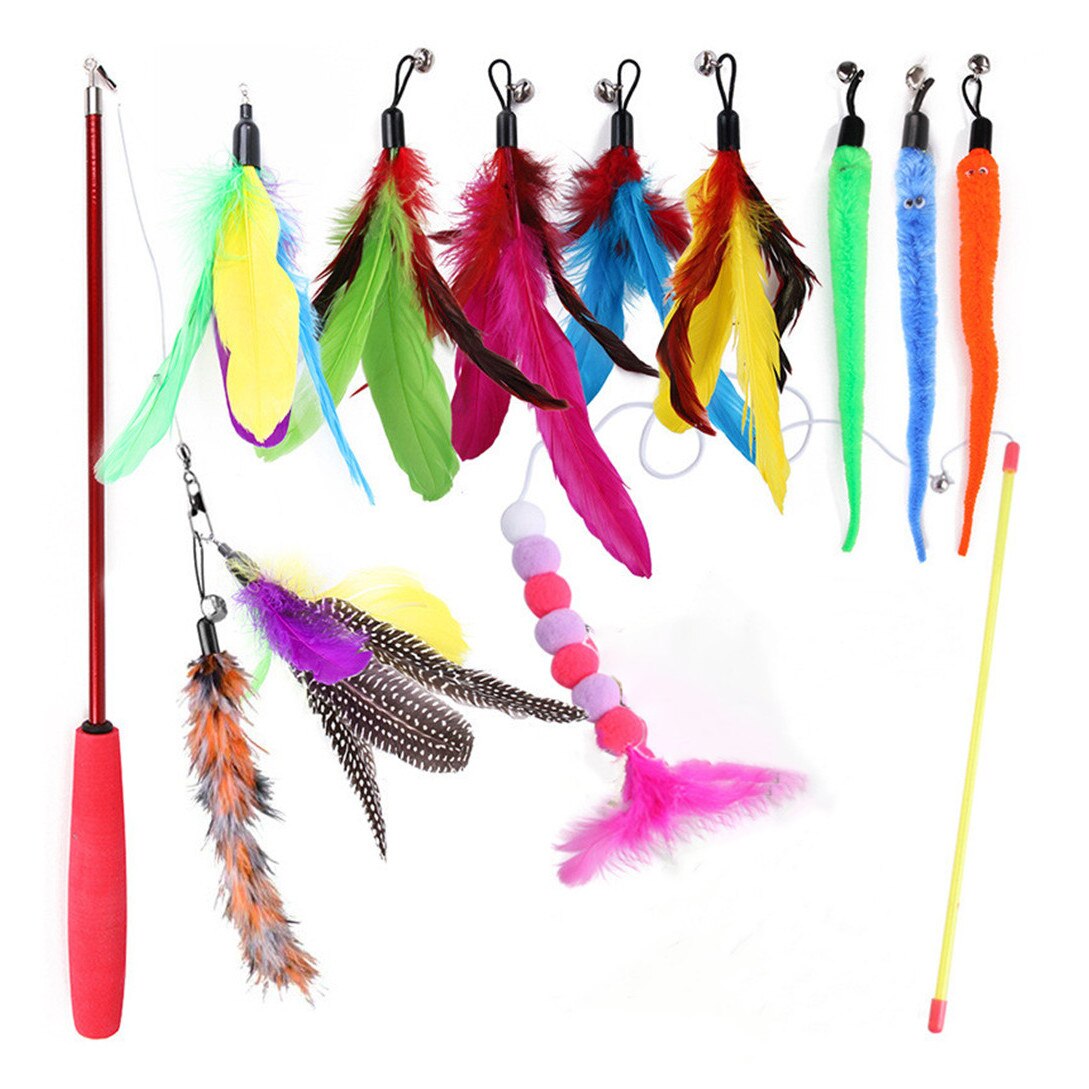 Set 12 jucarii interactive pentru pisici Mbooulc, Textil, Multicolor ...