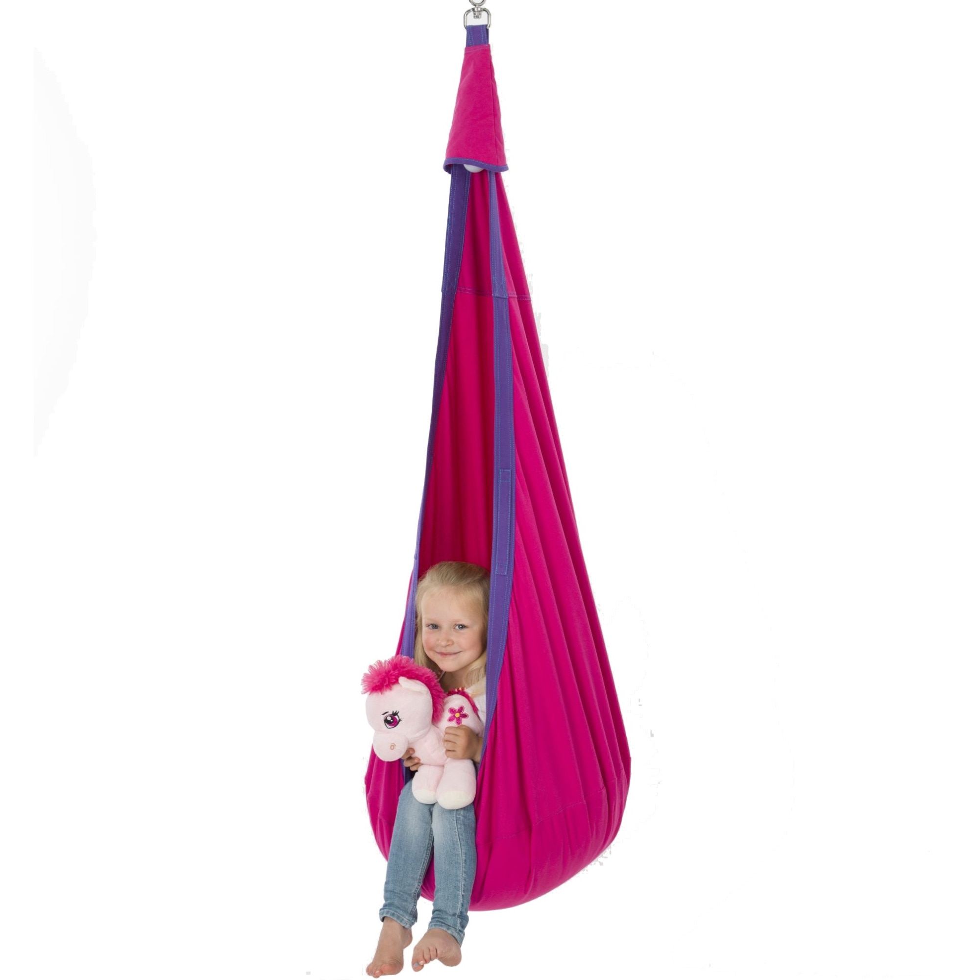 Hamac suspendat pentru copii, 7c, 3-8 ani, Max. 80 kg, 70x70 cm, Roz ...