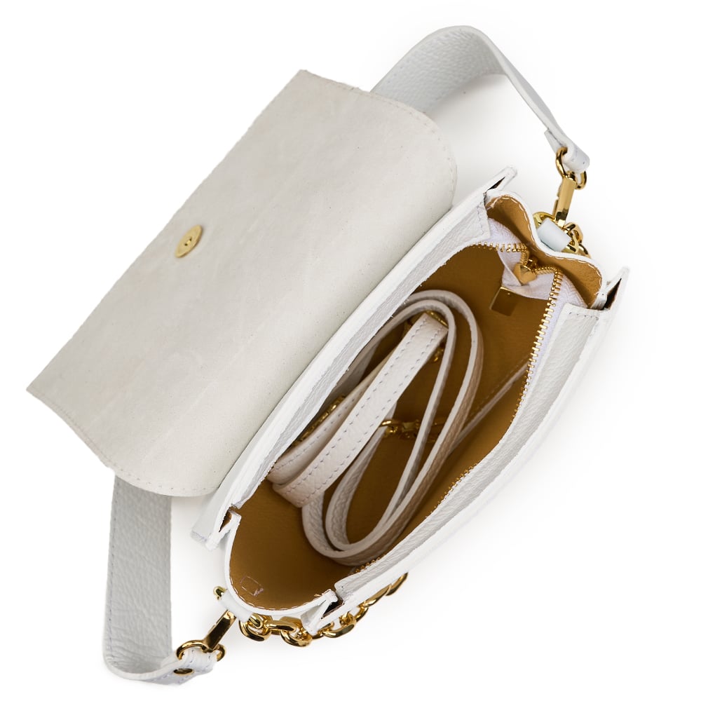 Poseta dama din piele naturala Donna alba - eMAG.ro