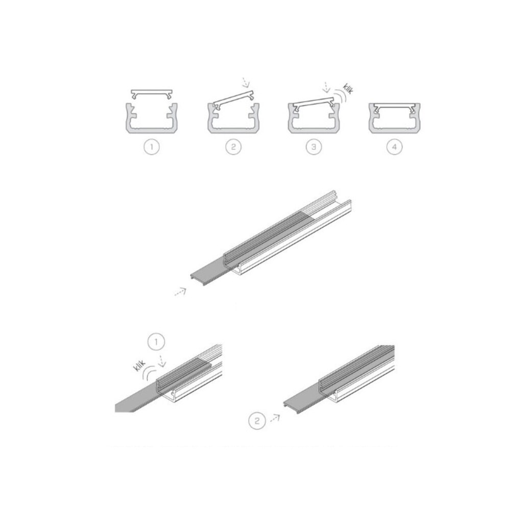 Difuzor pentru profil LED Lumines High, PMMA, 2m, Milky - eMAG.ro
