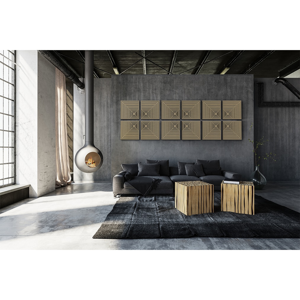 Panou acustic din lemn perforat Decibel Acer, 50x50x5.7 cm, Stejar ...