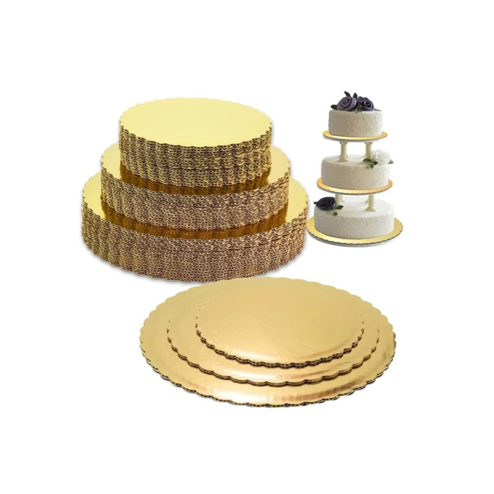 Set discuri tort auriu /negru model floare, 50 buc, dimensiune 28 cm ...