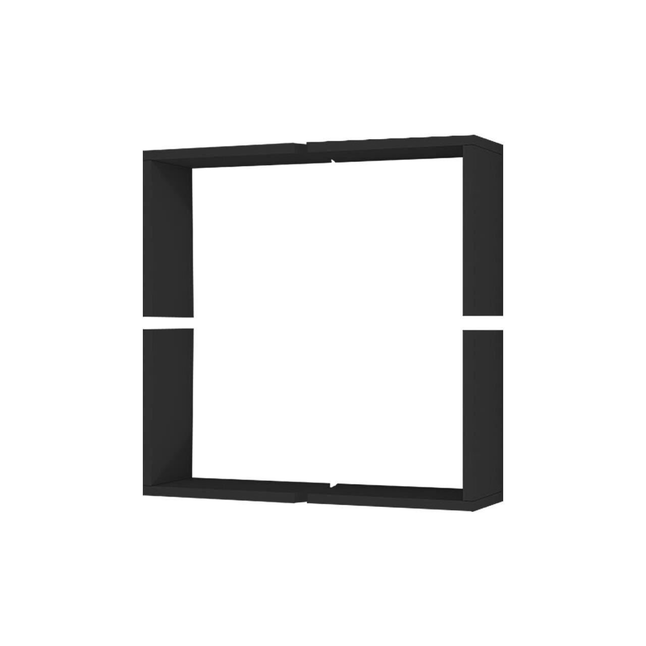 Raft decorativ perete, modular, suspendat, pal melaminat, negru, 62 ...