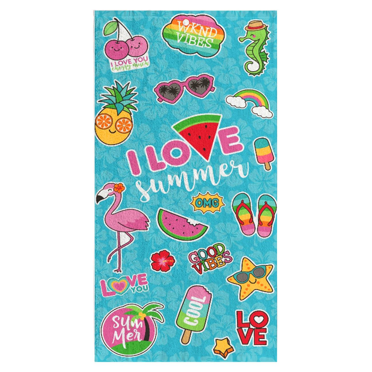 Prosop pentru plaja pentru copii, Ananas Flamingo Pepene, Multicolor ...