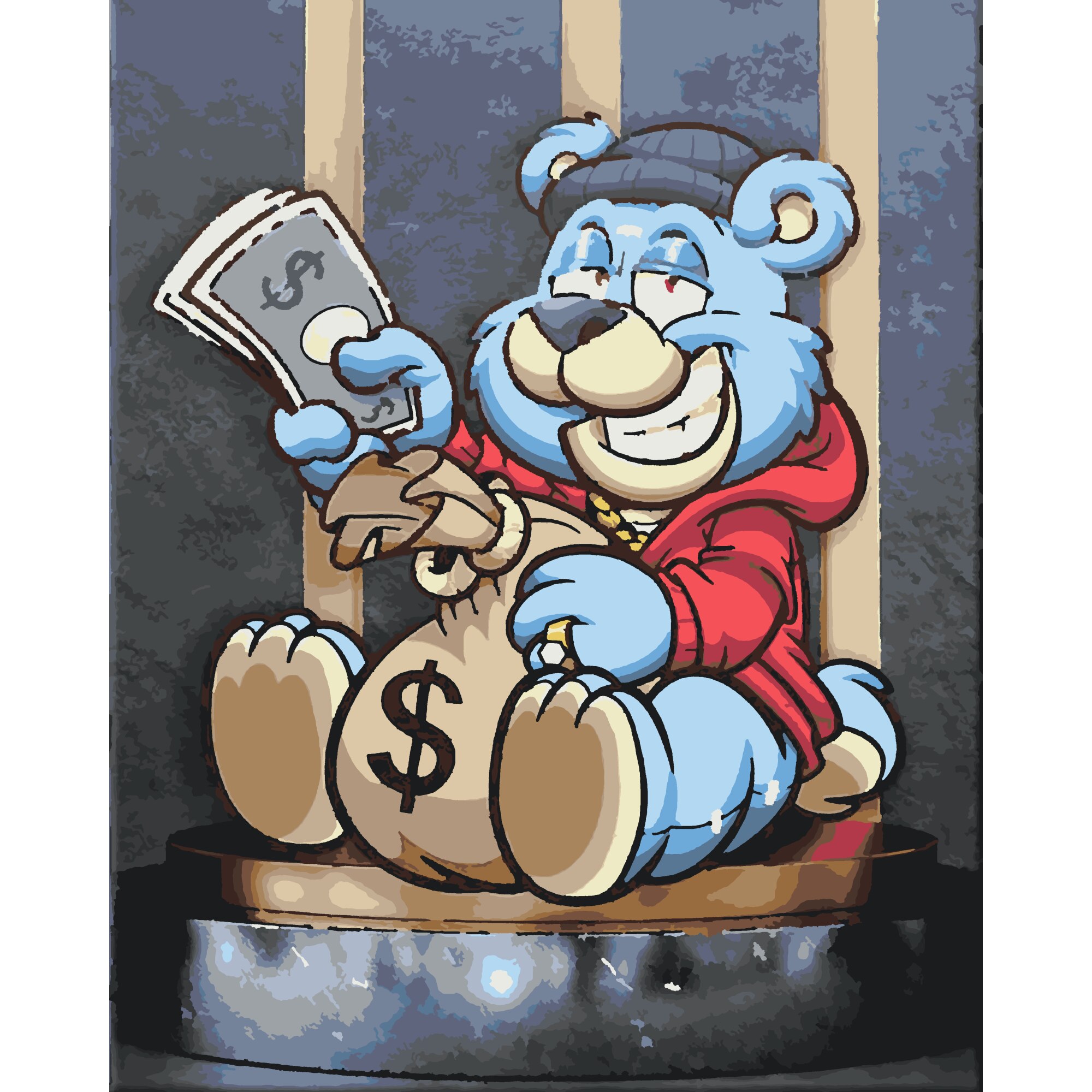 Cash Bear 2932 festmény számkészlettel, pamutvászon fa kereten, 80x100 ...