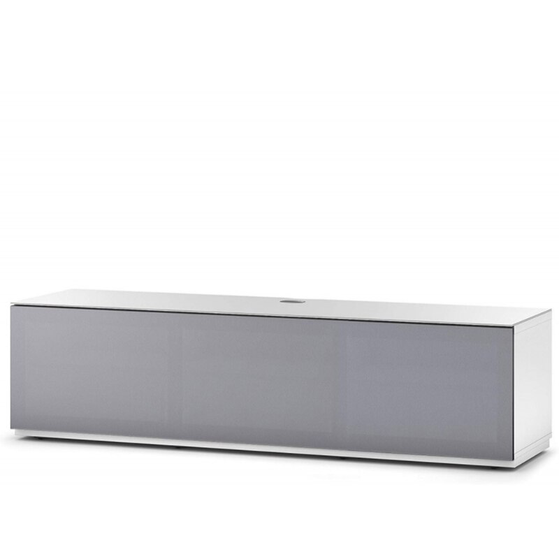 Comoda TV Sonorous ST160T, MDF/Sticla, Alb/Gri - eMAG.ro