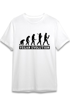 Vegan Evolution póló, Vegan Evolution, uniszex, fehér, 100% pamut, L ...