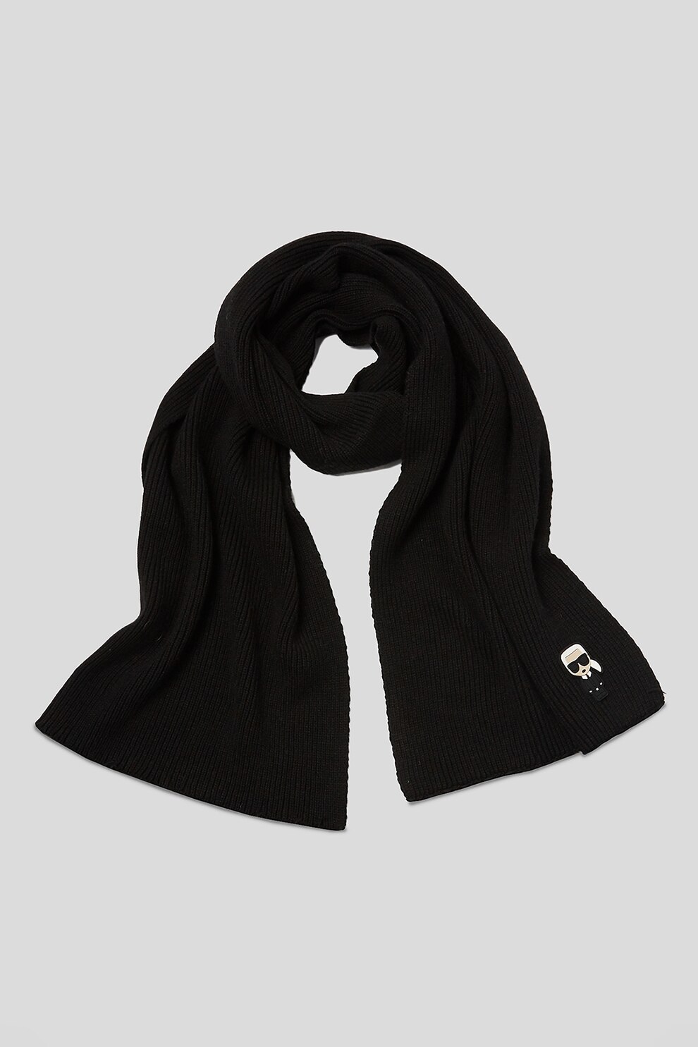 Karl Lagerfeld, Fular circular cu logo cauciucat K/Ikonik, Negru - eMAG.ro