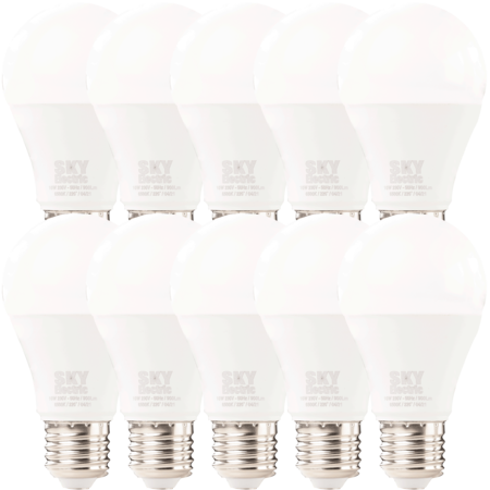 Set 10 becuri LED SkyElectric, A60, 10W, E27, lumina rece - eMAG.ro