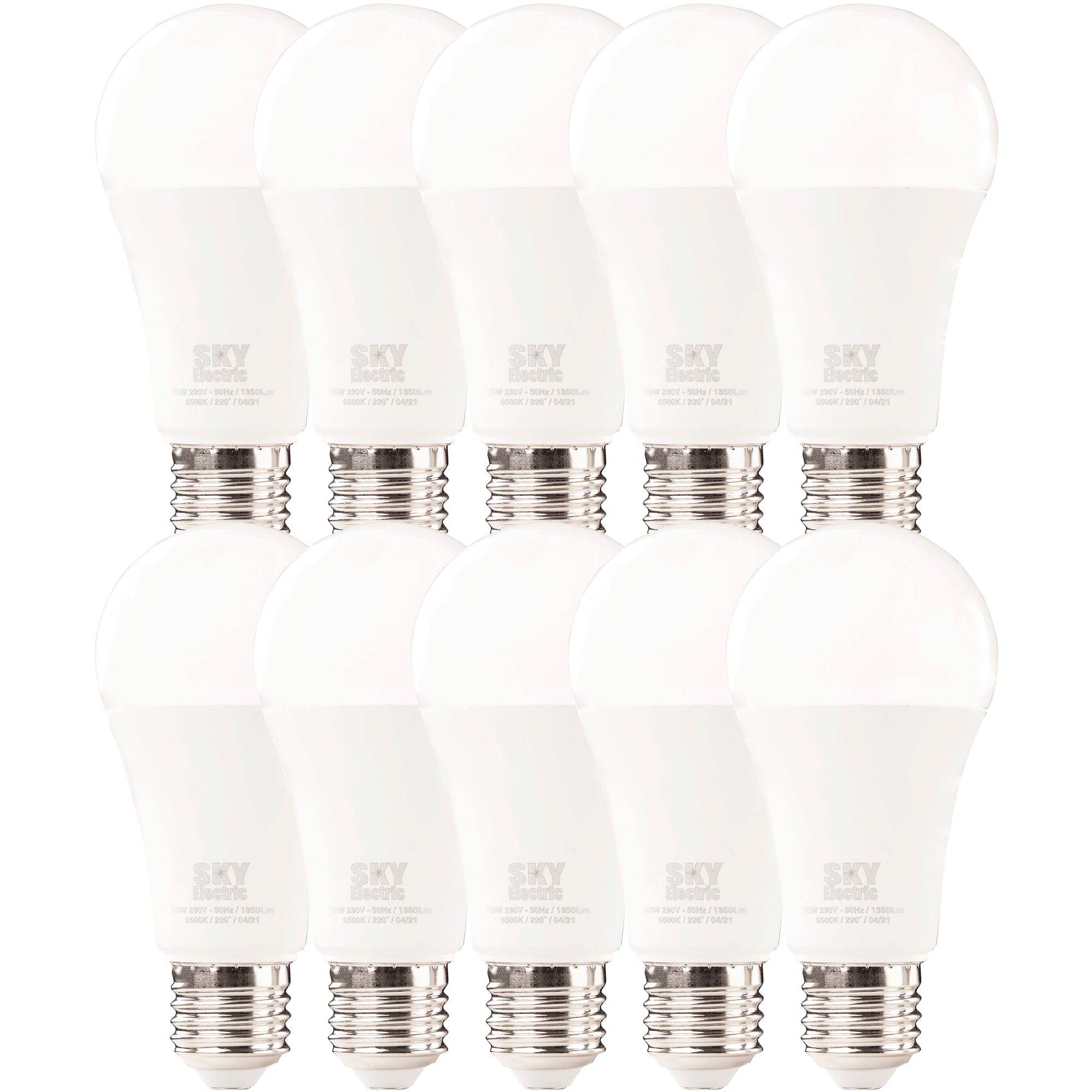 Set 10 becuri LED SkyElectric, A60, 15W, E27, lumina rece - eMAG.ro