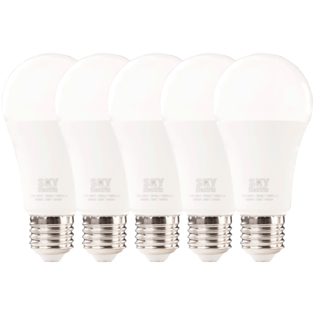 Set 5 becuri LED SkyElectric, A60, 15W, E27, lumina rece - eMAG.ro