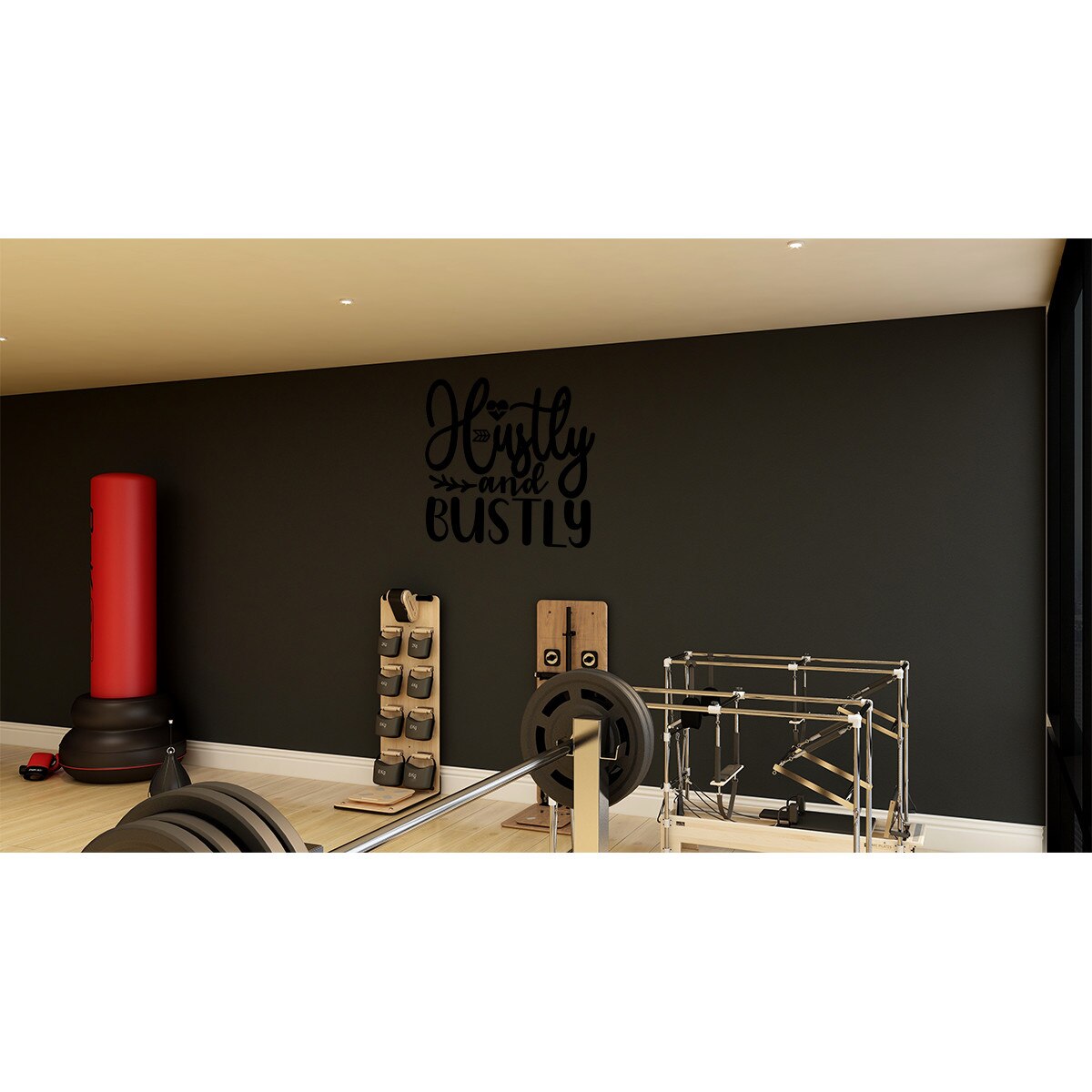 Sticker decorativ pentru perete, Hustly and bustly, 40x30cm, negru ...