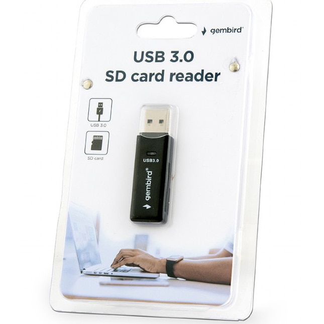 Card Reader extern GEMBIRD, interfata USB 3.0, citeste/scrie: SD, micro ...