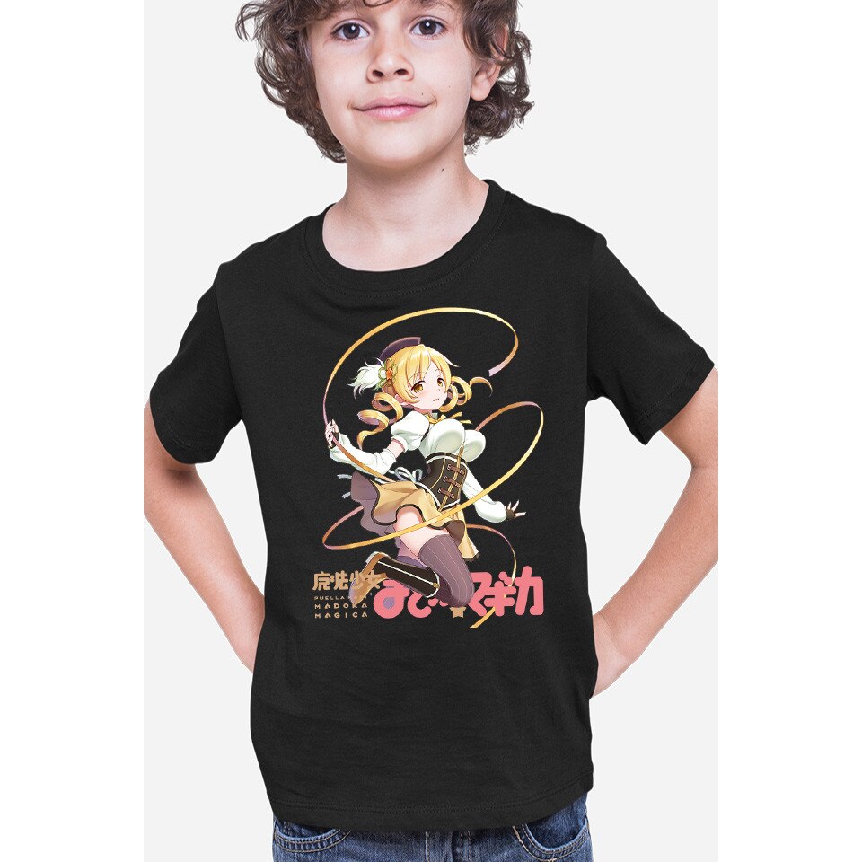 Тениска Детска Madoka Magica Tomoe Mami Gun Magical Girl, Черен, Размер ...