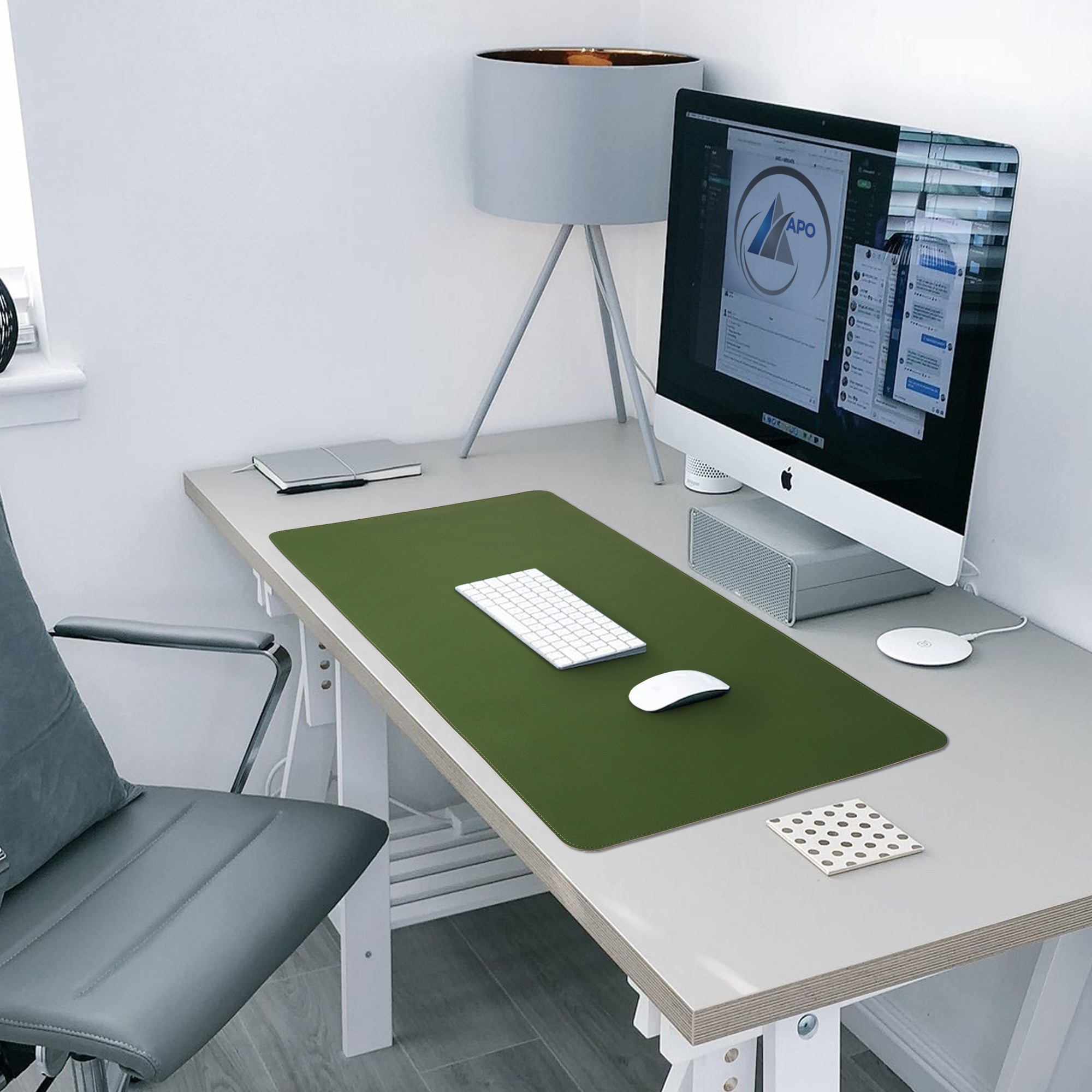 Mapa birou din piele Pu, pentru protectie birou, cu doua fete, Verde ...