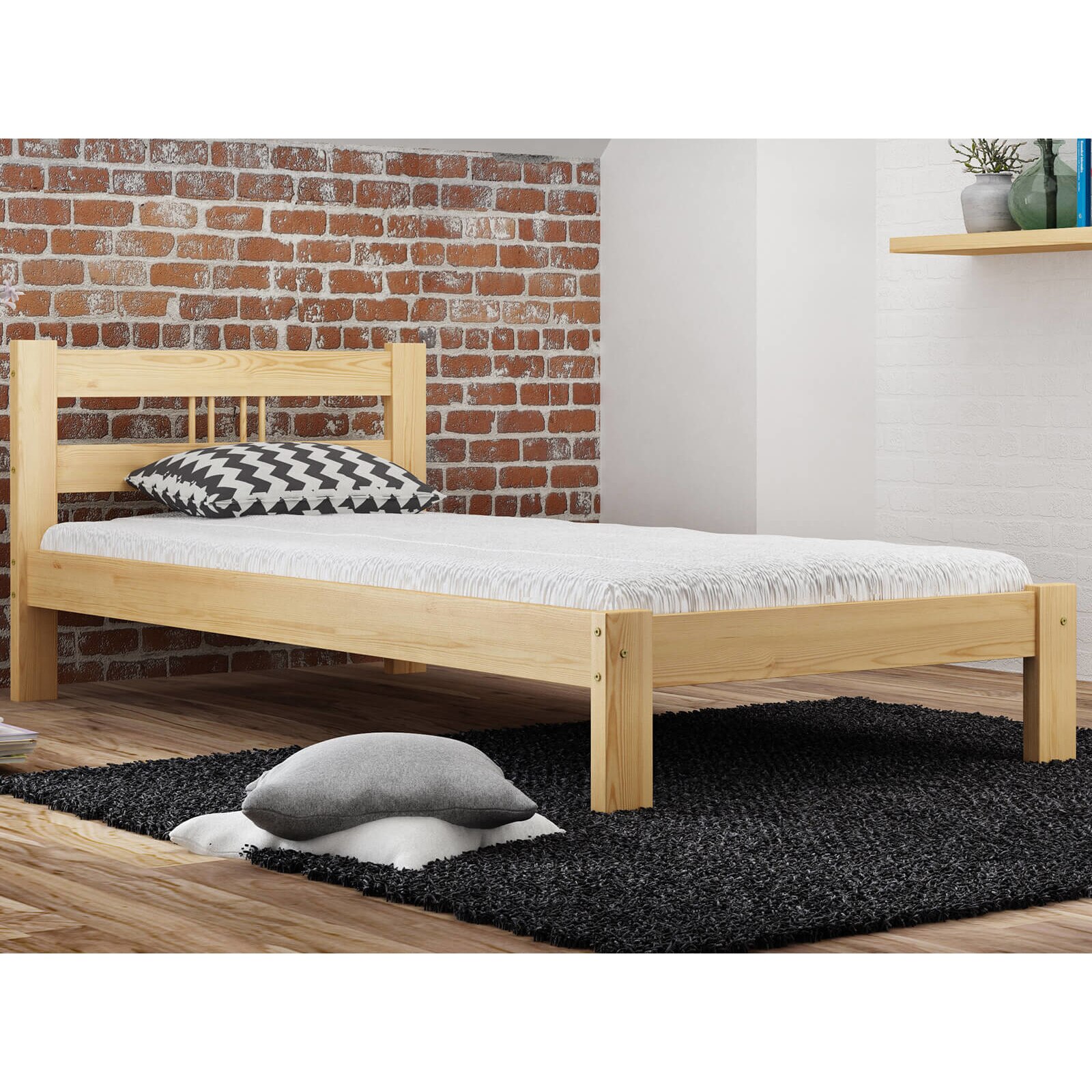 Pat din lemn Nikola 90x200 PIN - eMAG.ro