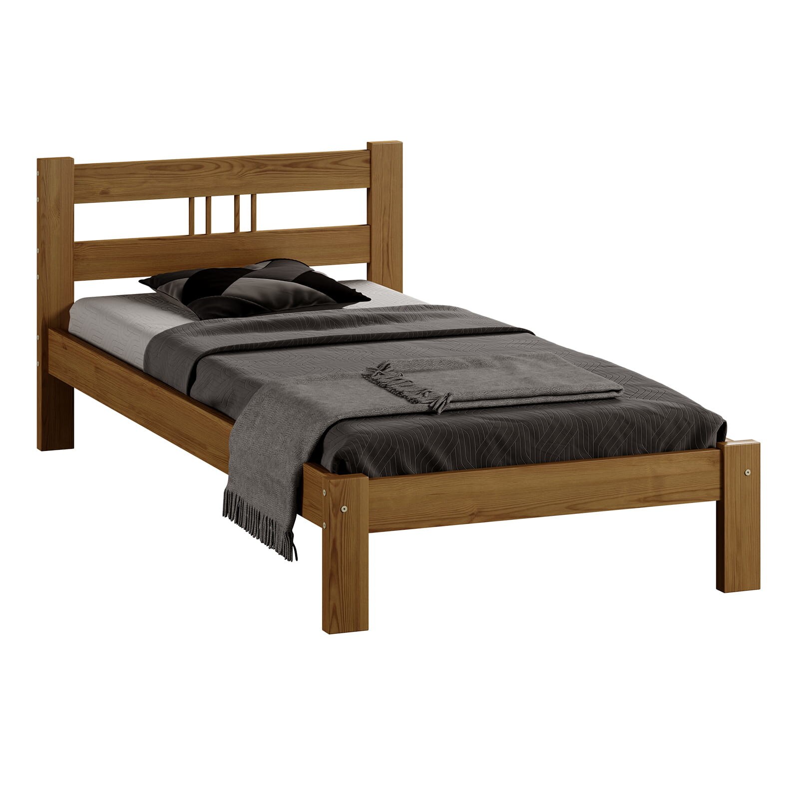 Pat din lemn Nikola 90x200 stejar - eMAG.ro