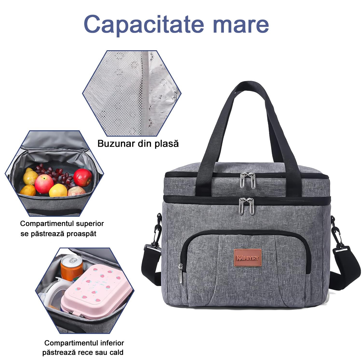 Geanta termoizolanta pentru picnic, BYONDSELF®, 22L, Dublu strat ...