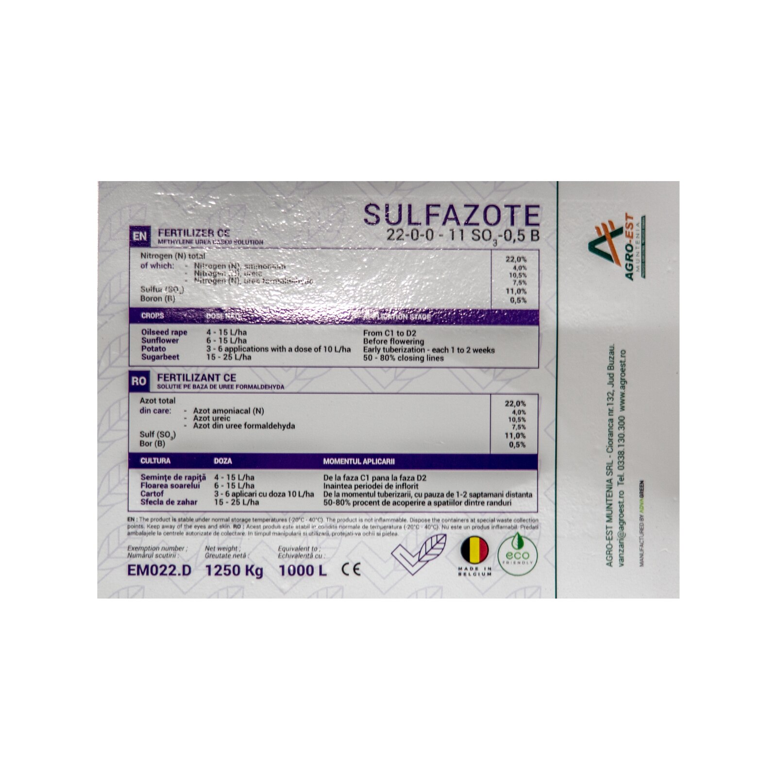 Fertilizant azot cu eliberare lenta 28%si sulf Sulfazote, 20 L - eMAG.ro