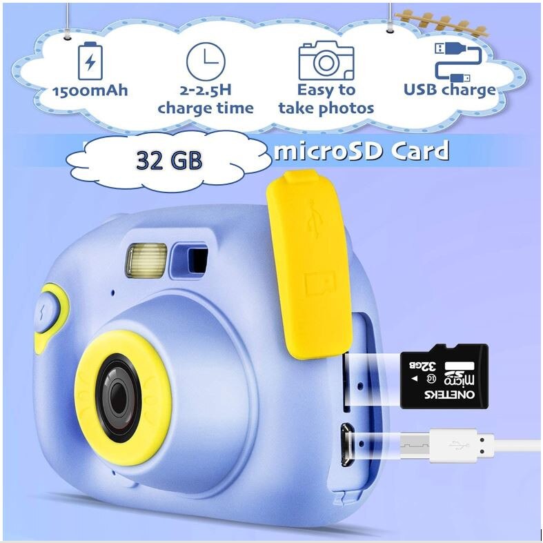 Camera foto digitala pentru copii, Functie Selfie, WiFi 12MP, albastru ...