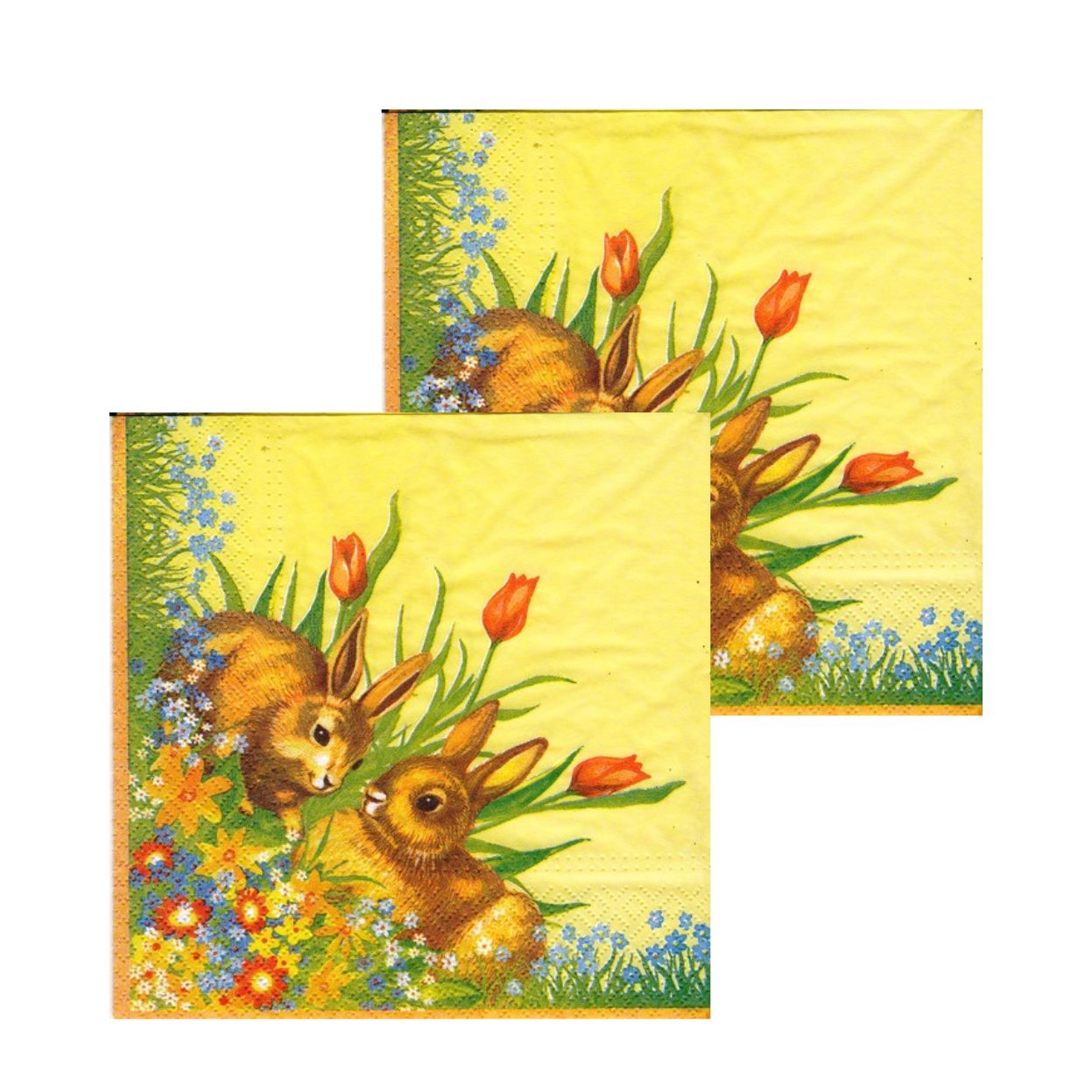 Set 10 buc Servetele de Masa Doi Iepurasi Printre Flori - eMAG.ro
