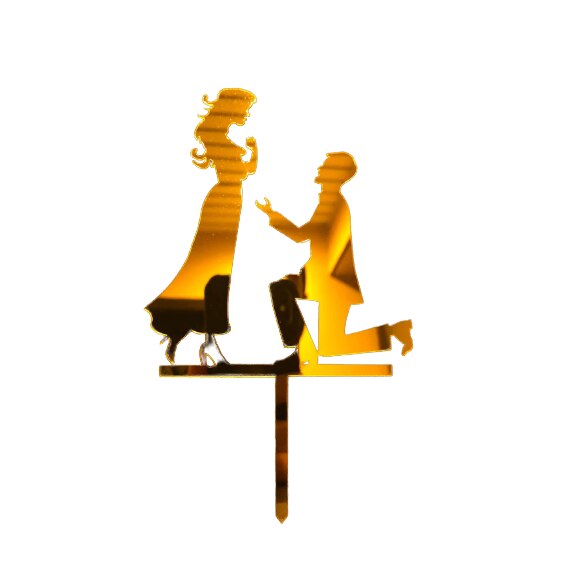 Cake topper model Vrei sa fii sotia mea, Auriu, 11x14cm - eMAG.ro