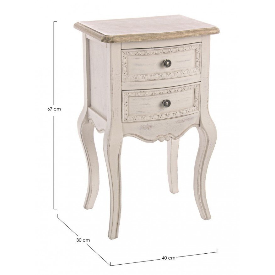 Noptiera 2 sertare lemn bej maro Clarisse 40x30x67 cm - eMAG.ro