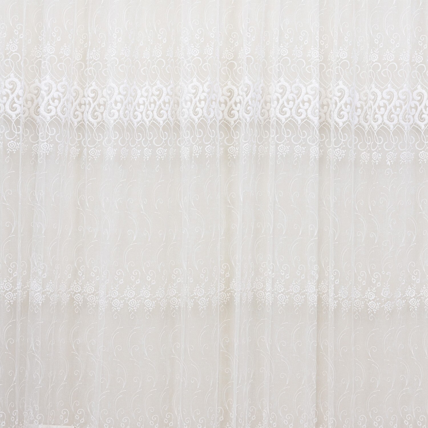 Perdea alba brodata, nesifonabila Hiko Shape04 500x245cm, cu rejansa ...