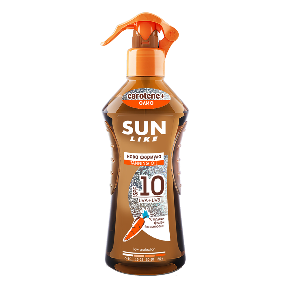 Слънцезащитно спрей масло Sun Like, За бърз загар, SPF10, 200 мл - eMAG.bg