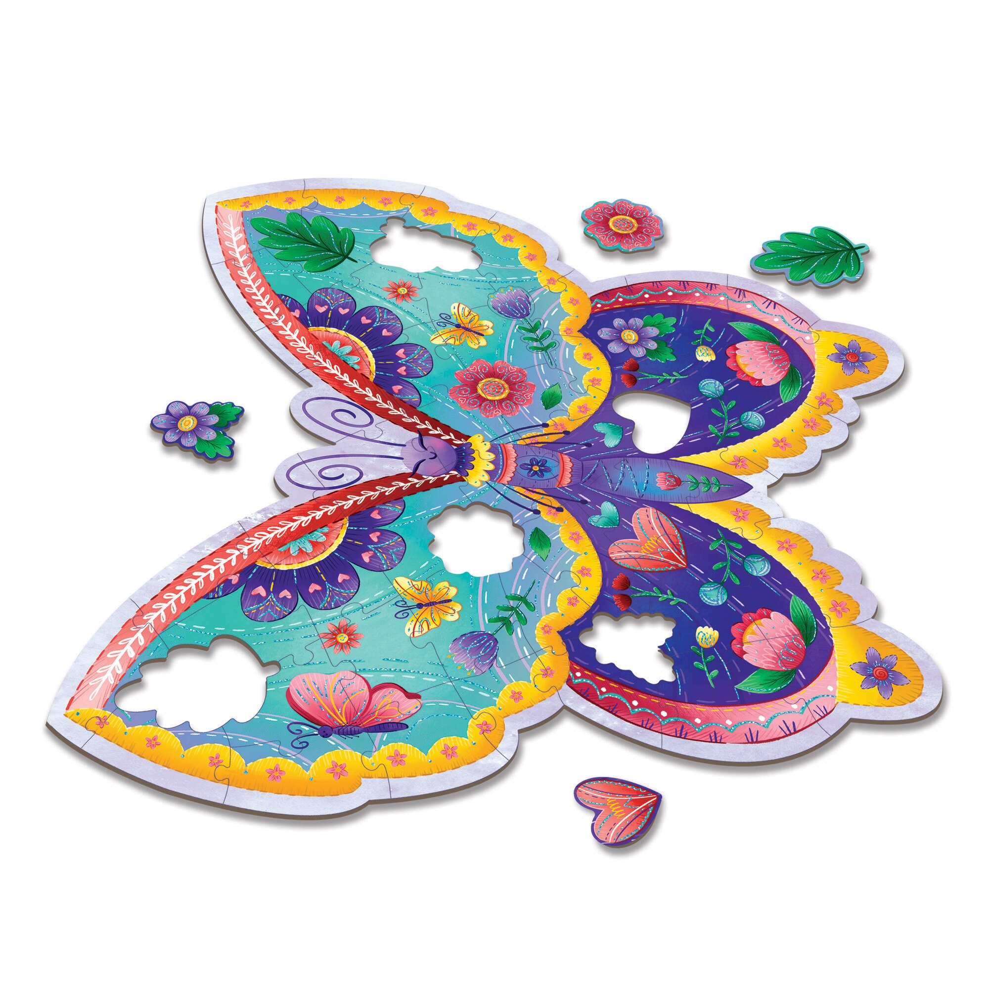 Puzzle de podea, Peaceable Kingdom, in forma de fluture, Butterfly, 53 ...