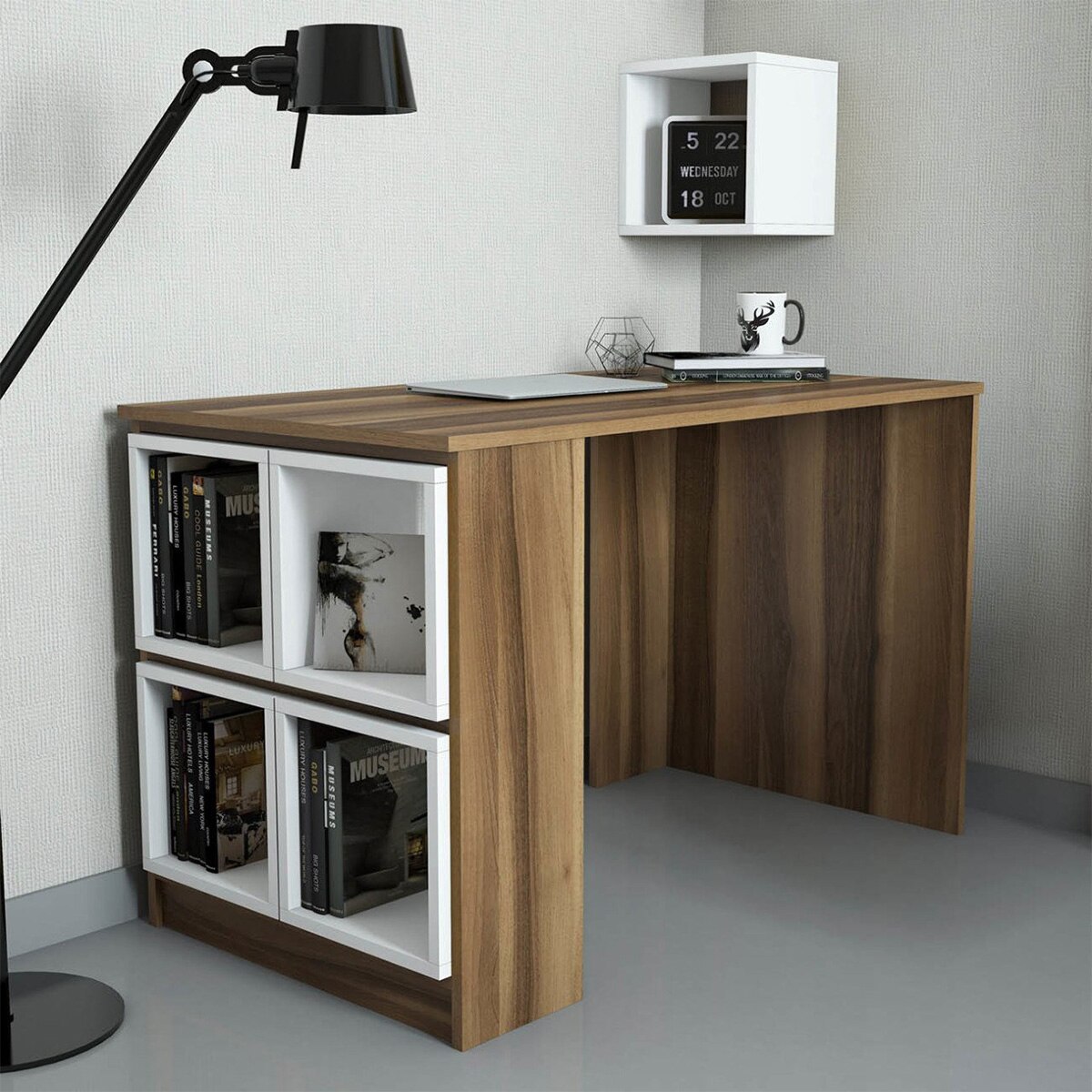 Birou Variant Box, 120 x 65 x 75 cm, Nuc-Alb - eMAG.ro