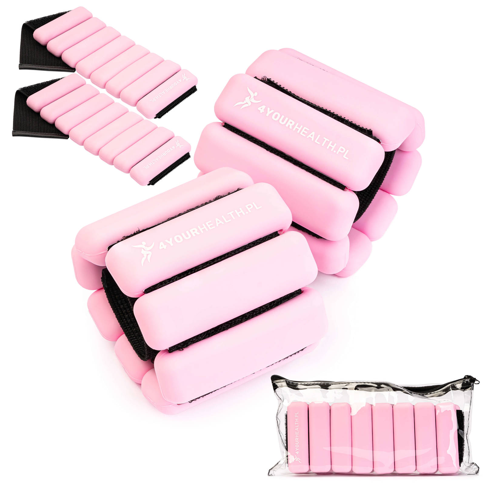 Set 2 greutati glezne/incheieturi, 4yourhealth, Neopren, 0.25 kg, Roz ...