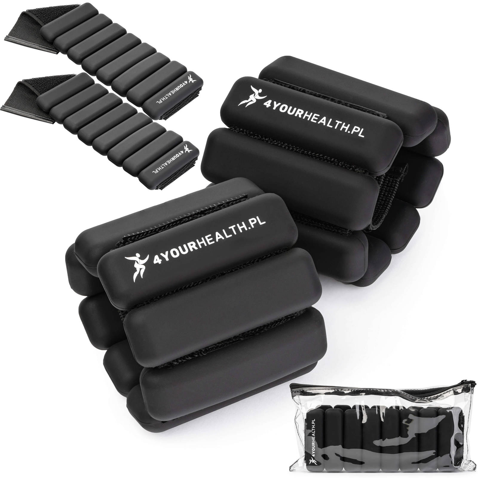 Set 2 greutati glezne/incheieturi, 4yourhealth, Neopren, 0.25 kg, Negru ...