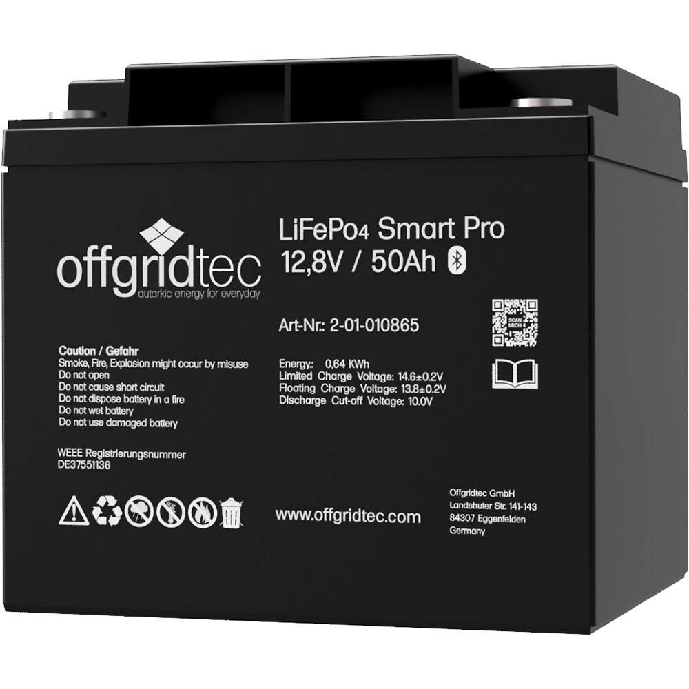 Baterie Offgridtec, LiFePo4, Smart-Pro, 12/50, 12.8V, 640Wh, Negru ...