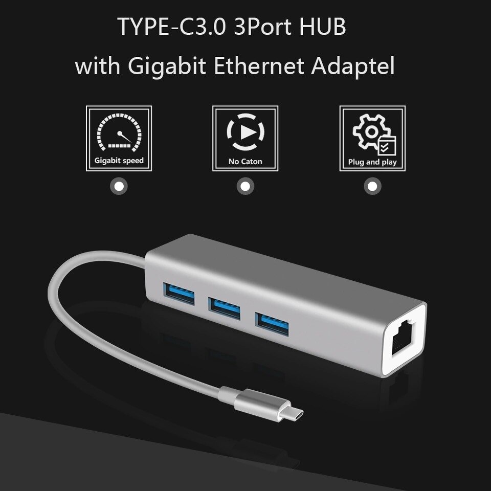 Gitfos ZJ001 Hub, RJ45/USB/USB-C, ezüst - eMAG.hu
